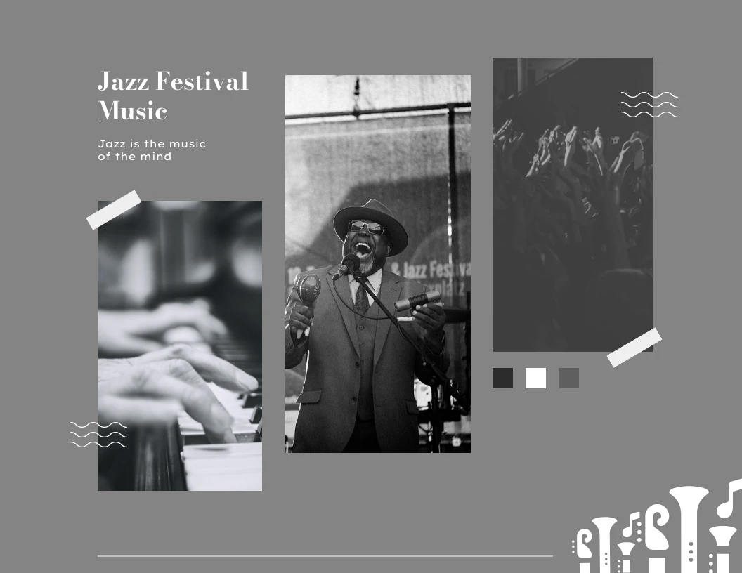 Simple Black Jazz Music Collage - Venngage