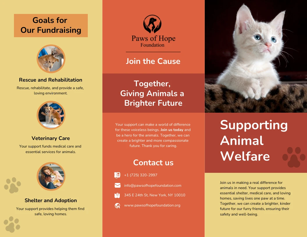 Folleto tríptico de recaudación de fondos para el bienestar animal ...