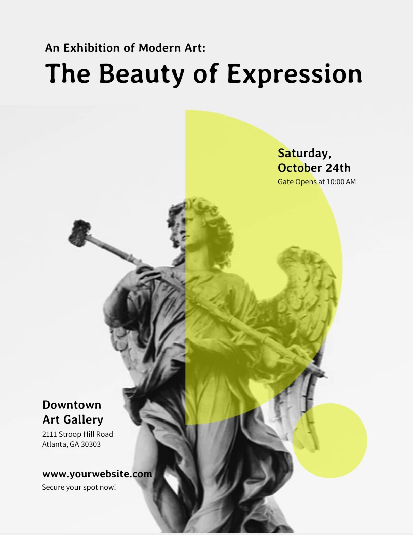 Beige and Yellow Art Exhibition Minimalist Poster - Venngage