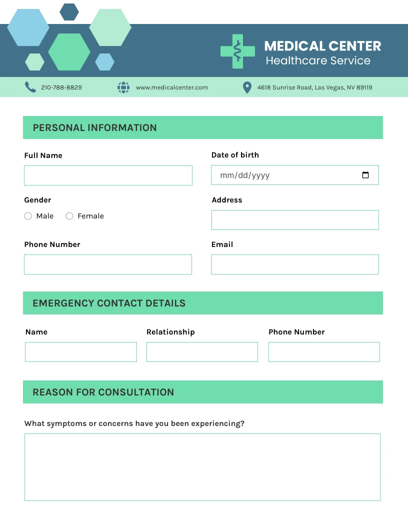 Healthcare Service Personal Information Form Template - Venngage