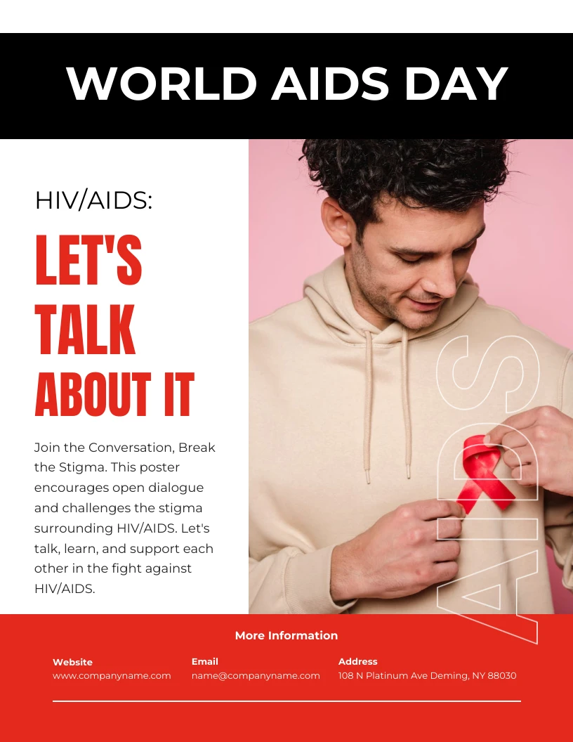 White And Red Minimalist World HIV/AIDS Day Poster - Venngage