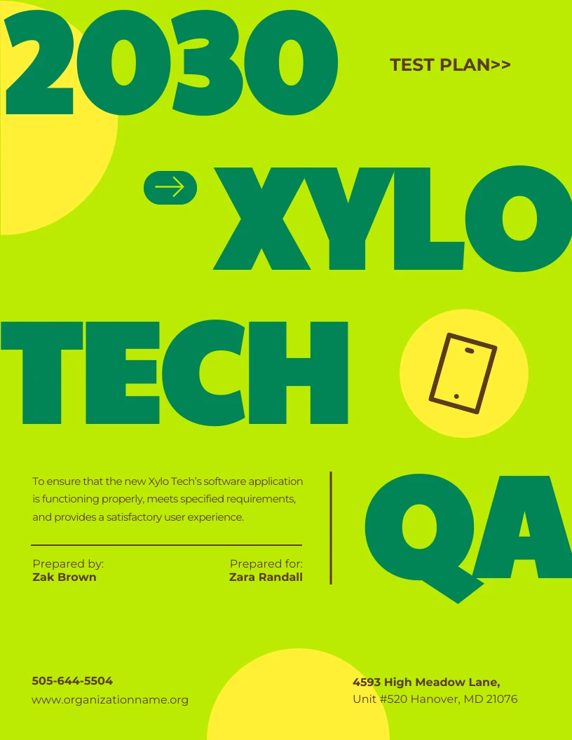 Green Yellow Test Plan Template - Venngage