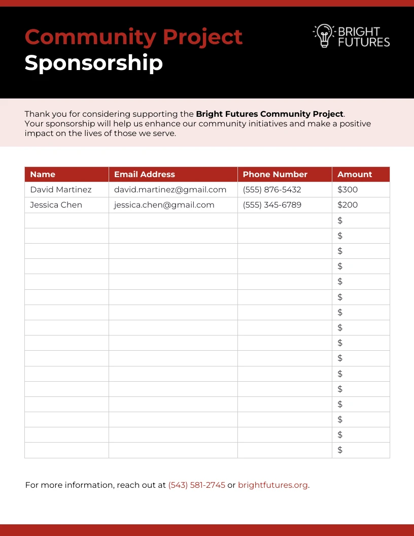 Thunder Sponsorship Form Template - Venngage