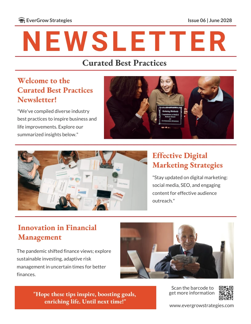 Curated Best Practices Newsletter Template - Venngage
