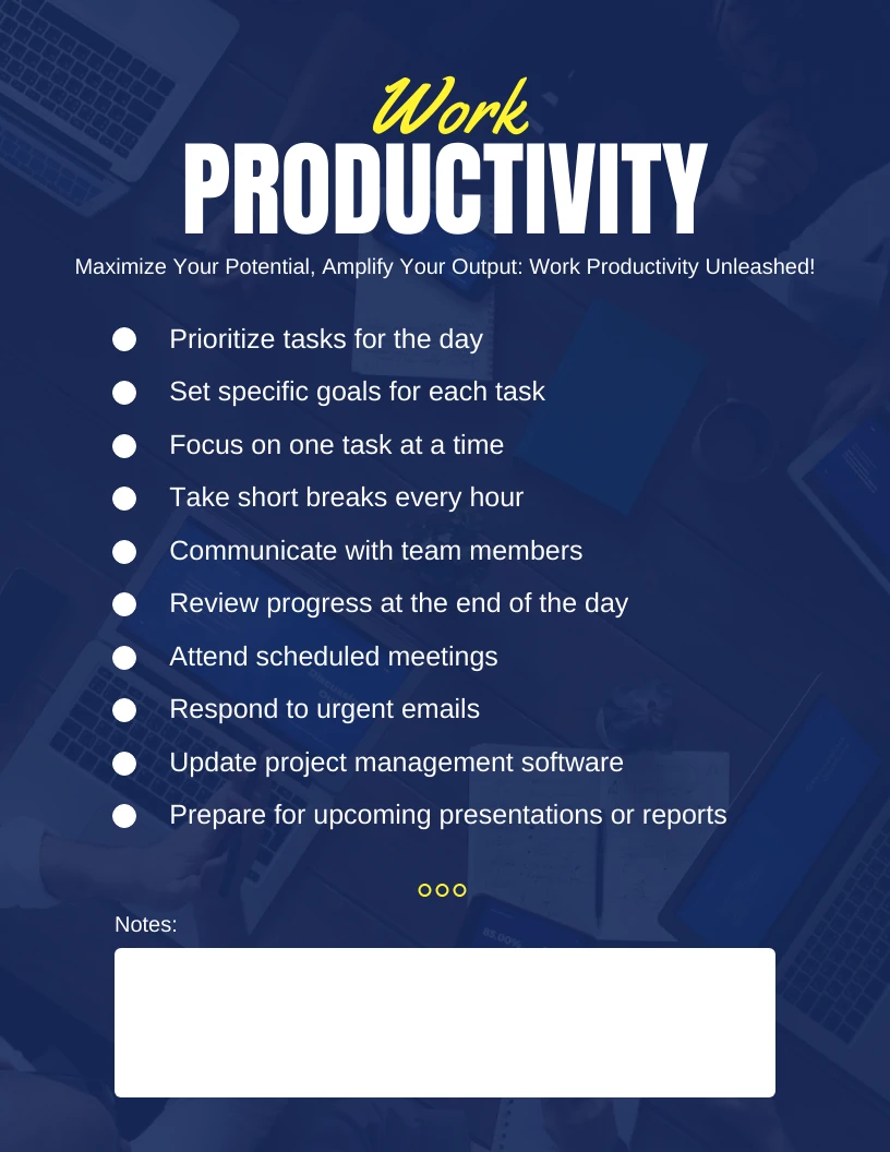 Navy Modern Work Productivity Daily Checklist Template - Venngage