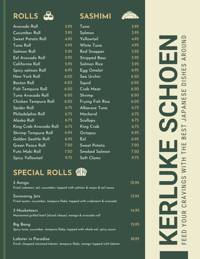 Beige And Green Modern Cafe Menu - Venngage