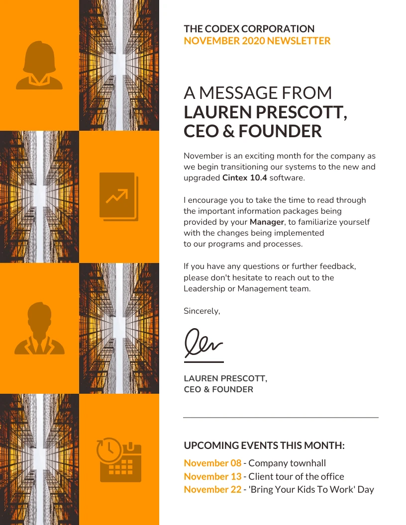 CEO Business Newsletter Template - Venngage