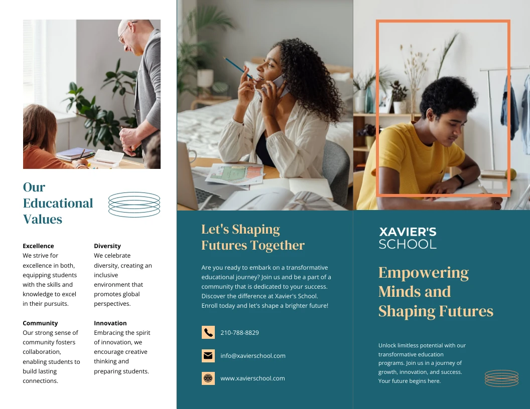 Teal Orange Education Brochure Template - Venngage