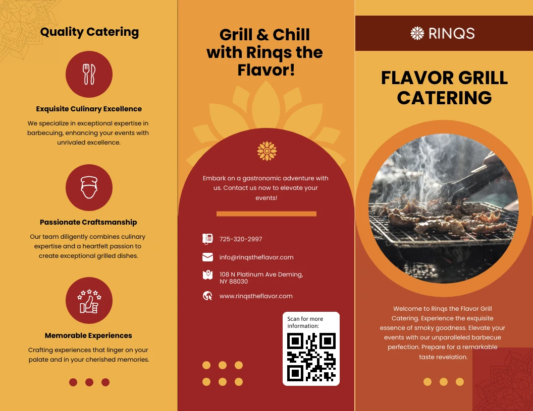 BBQ and Grill Catering Brochure Template - Venngage