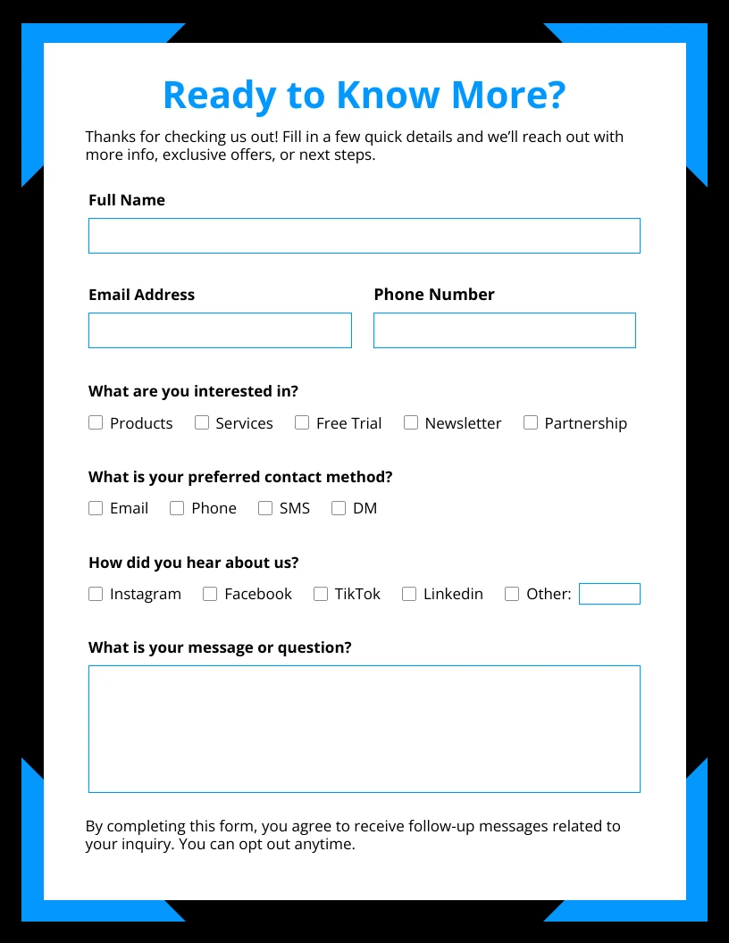 Social Media Lead Generation Form Template - Venngage