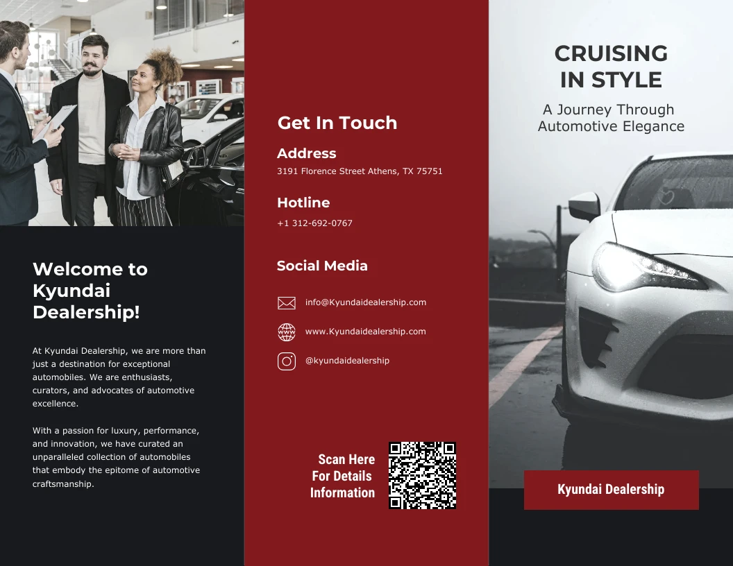 Folleto de coches modernos en negro y granate - Venngage