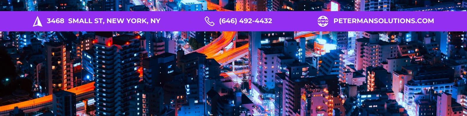 Purple Cityscape Profile LinkedIn Cover Banner - Venngage