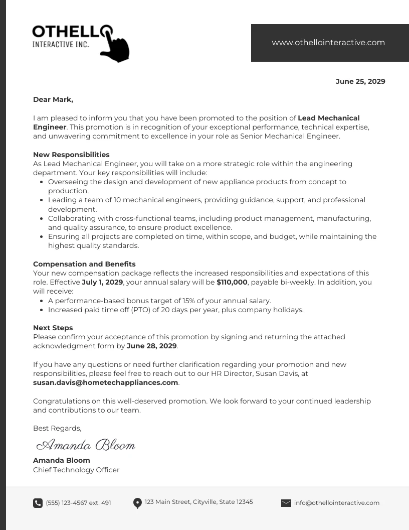 Dark Grey Modern Professional Promotion Letters - Venngage