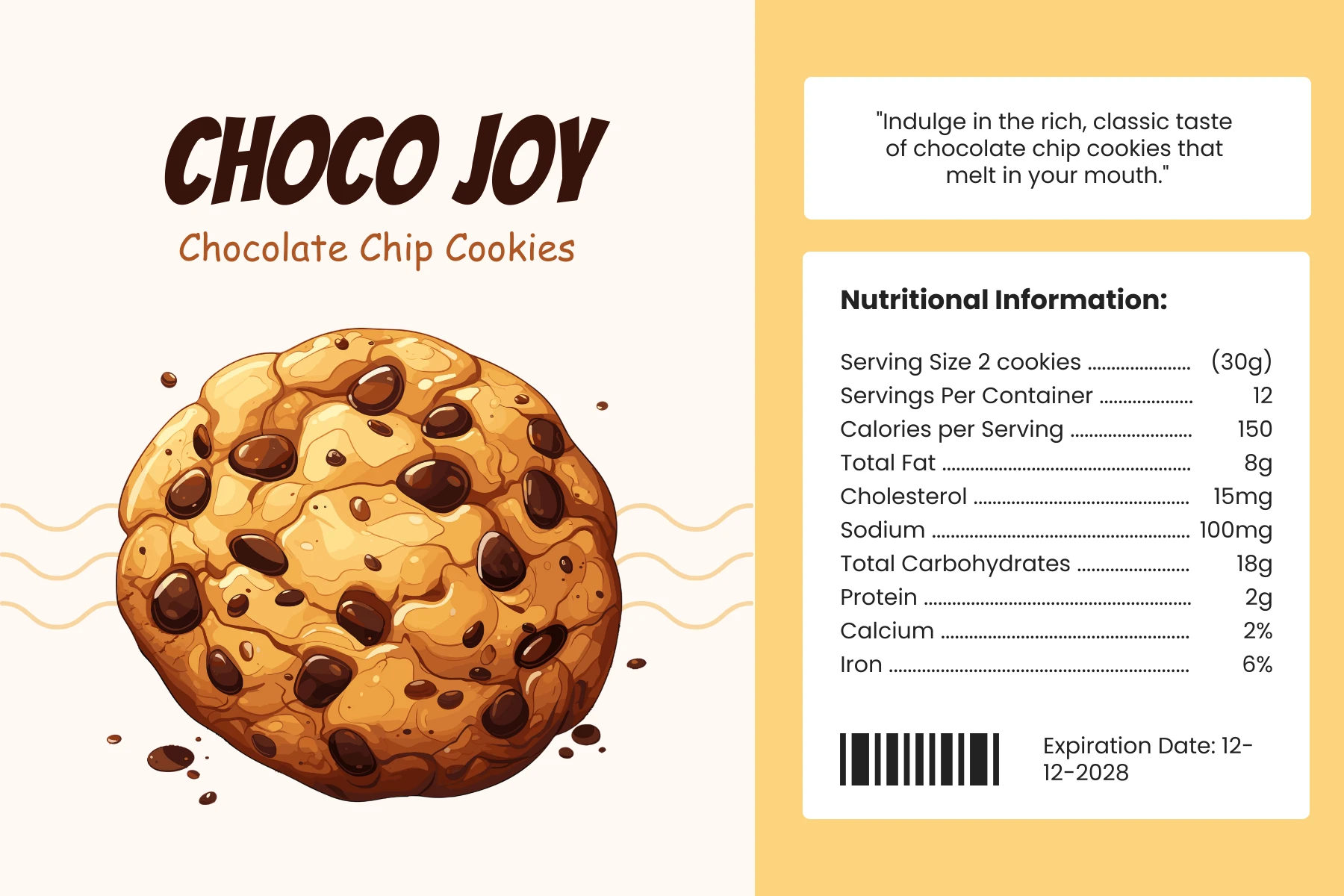 Light Yellow Minimalist Illustration Food Label - Venngage