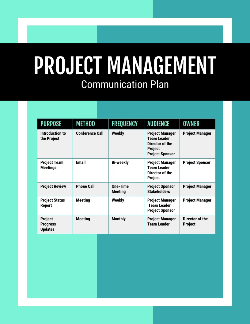 Project Management Communication Plan Venngage