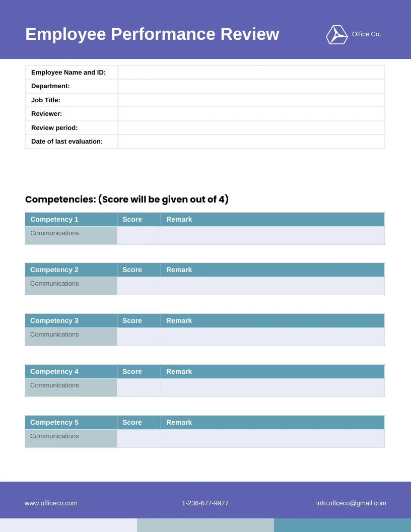 Template for Employee Performance Review Template - Venngage