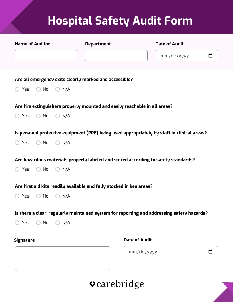 Purple and White Modern Safety Audit Form - Venngage