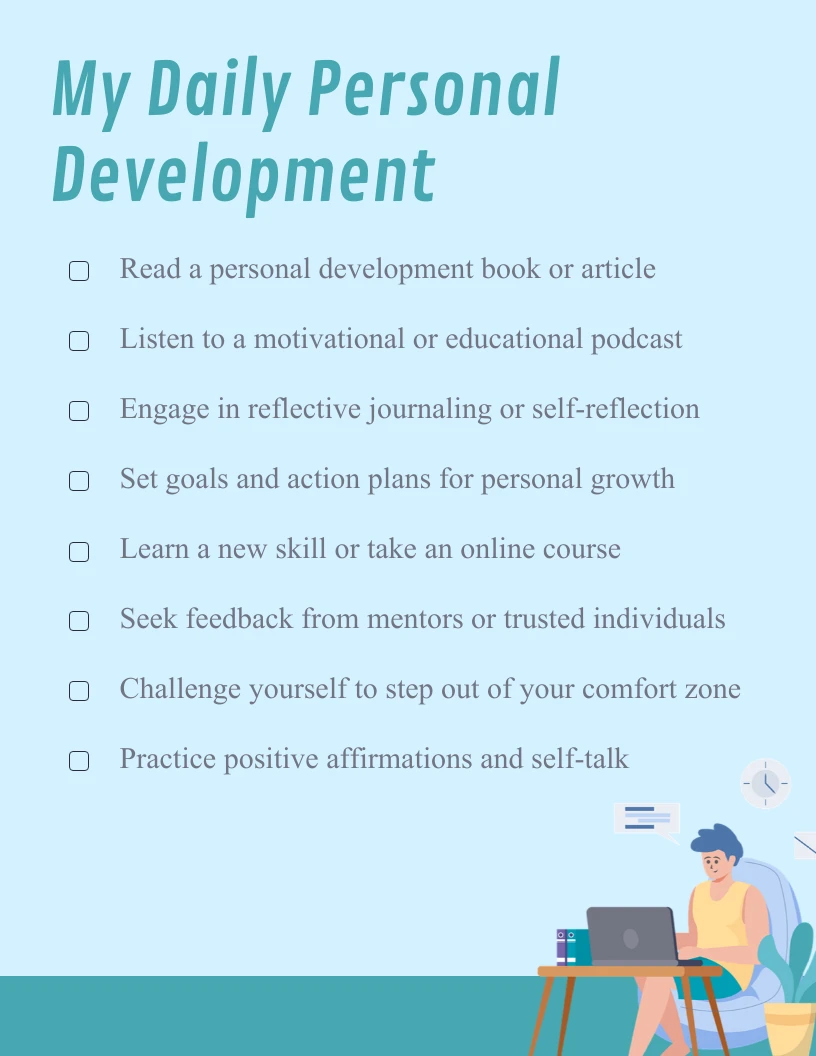 Illustration Personal Development Checklist Template - Venngage