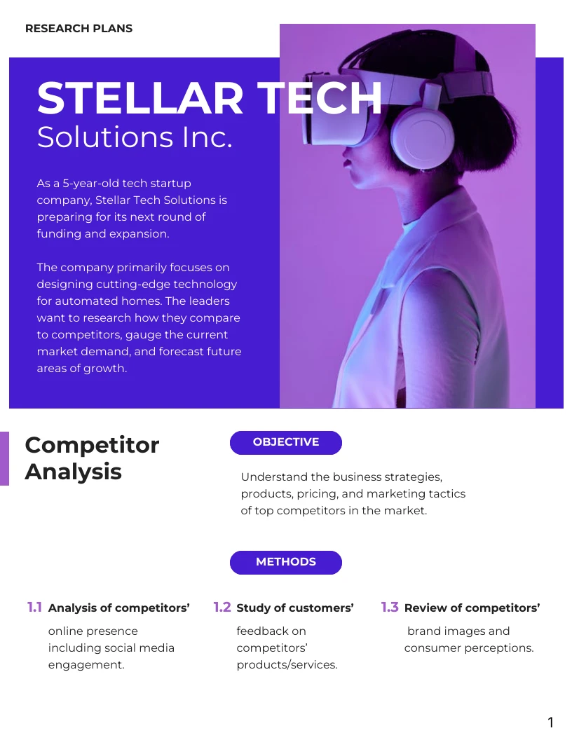 Blue Purple Research Plan Template - Venngage