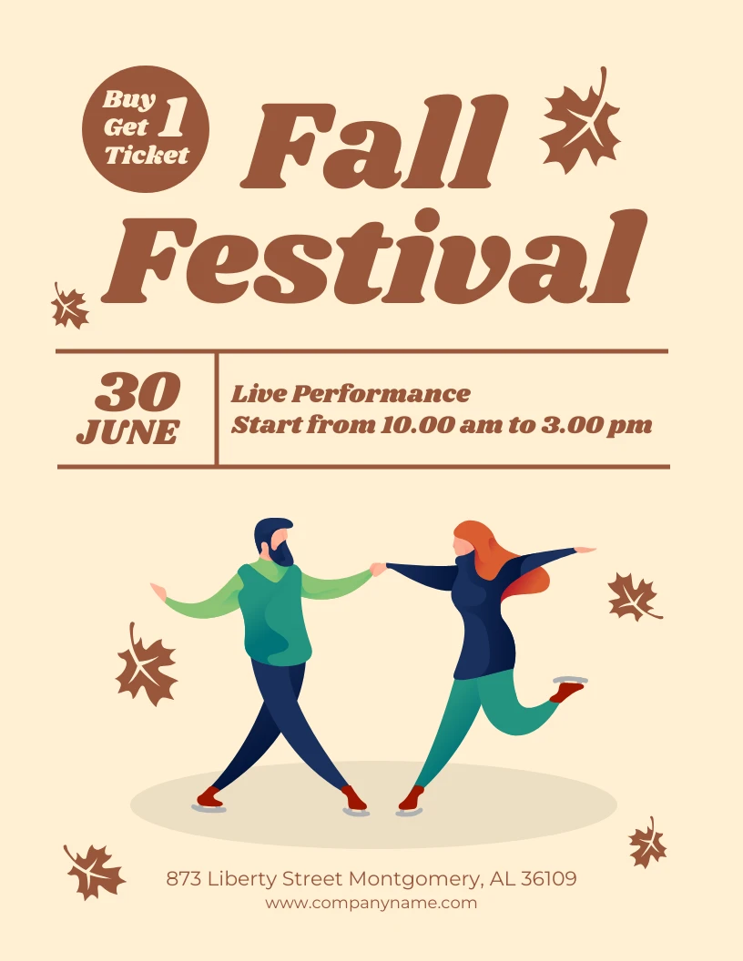 Fall Festival Live Performance Flyer Template - Venngage