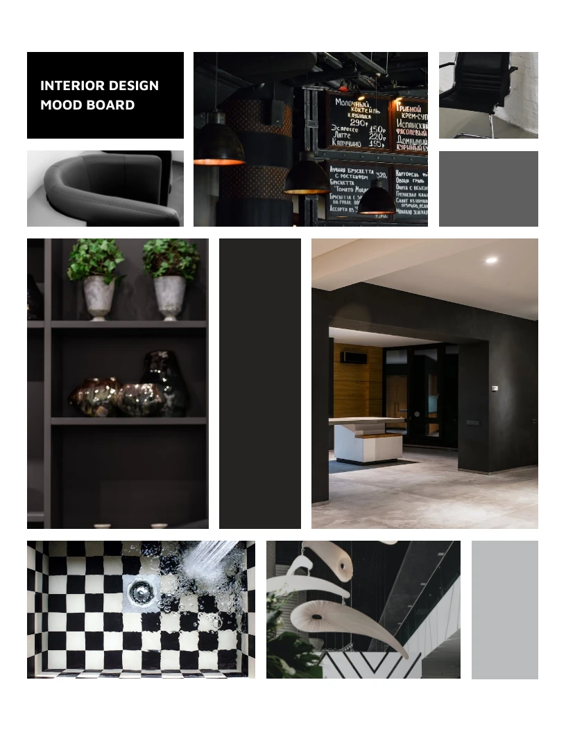 Modern Black and Grey Interior Design Mood Boards - Venngage