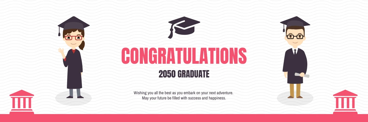 White And Red Modern Simple Illustration Congratulation Graduation ...