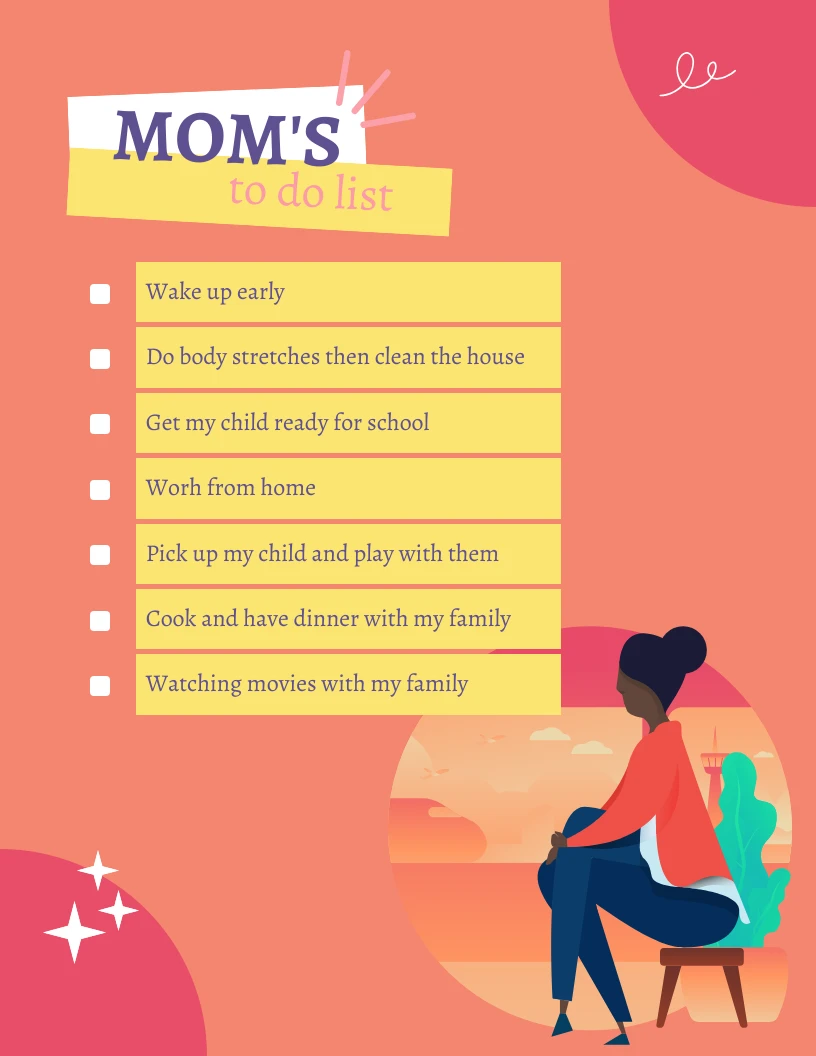 Orange Yellow Mom's to do list Template - Venngage