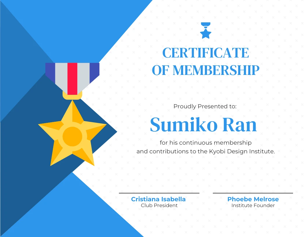 White Blue Graphic Design institute Membership Certificate Template ...