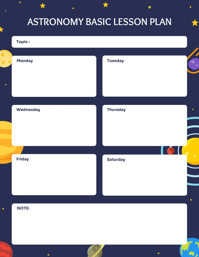 Astronomy Basic Lesson Plan Template - Venngage