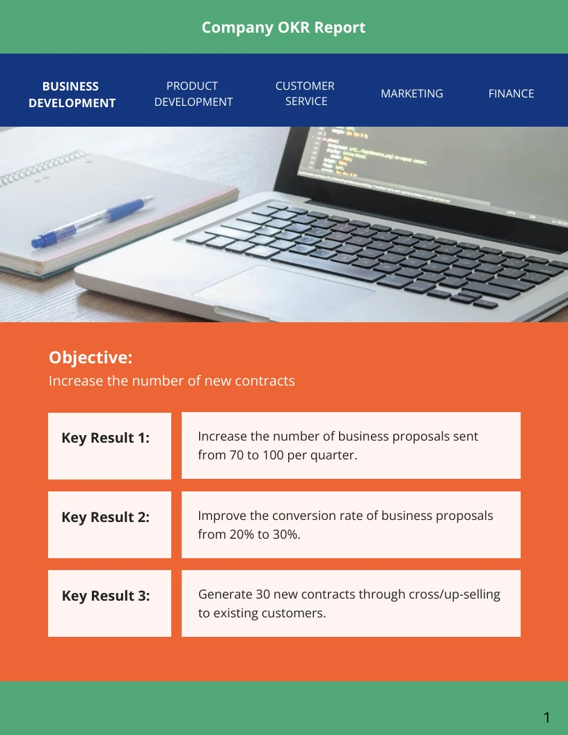 OKR Report Template - Venngage