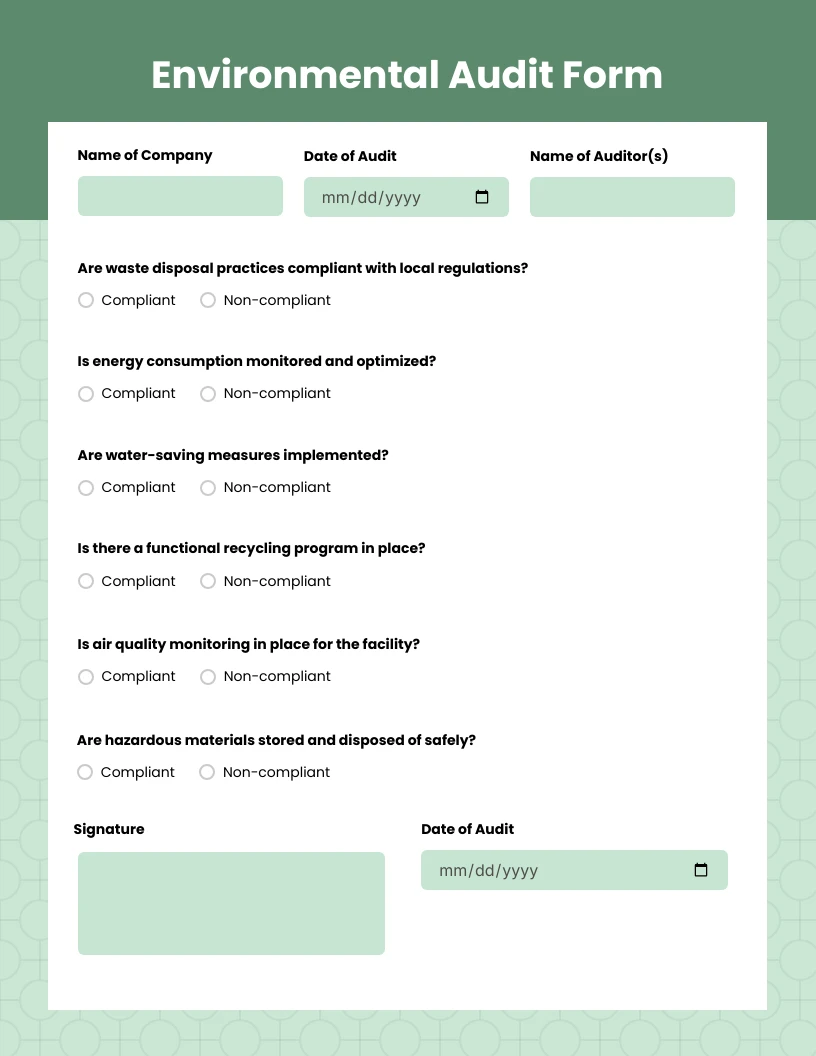 Simple Green Audit Form - Venngage