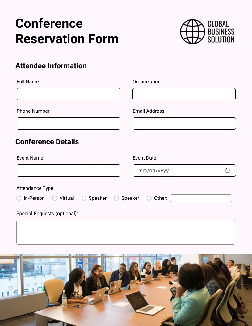 Black and White Simple Reservation Form - Venngage