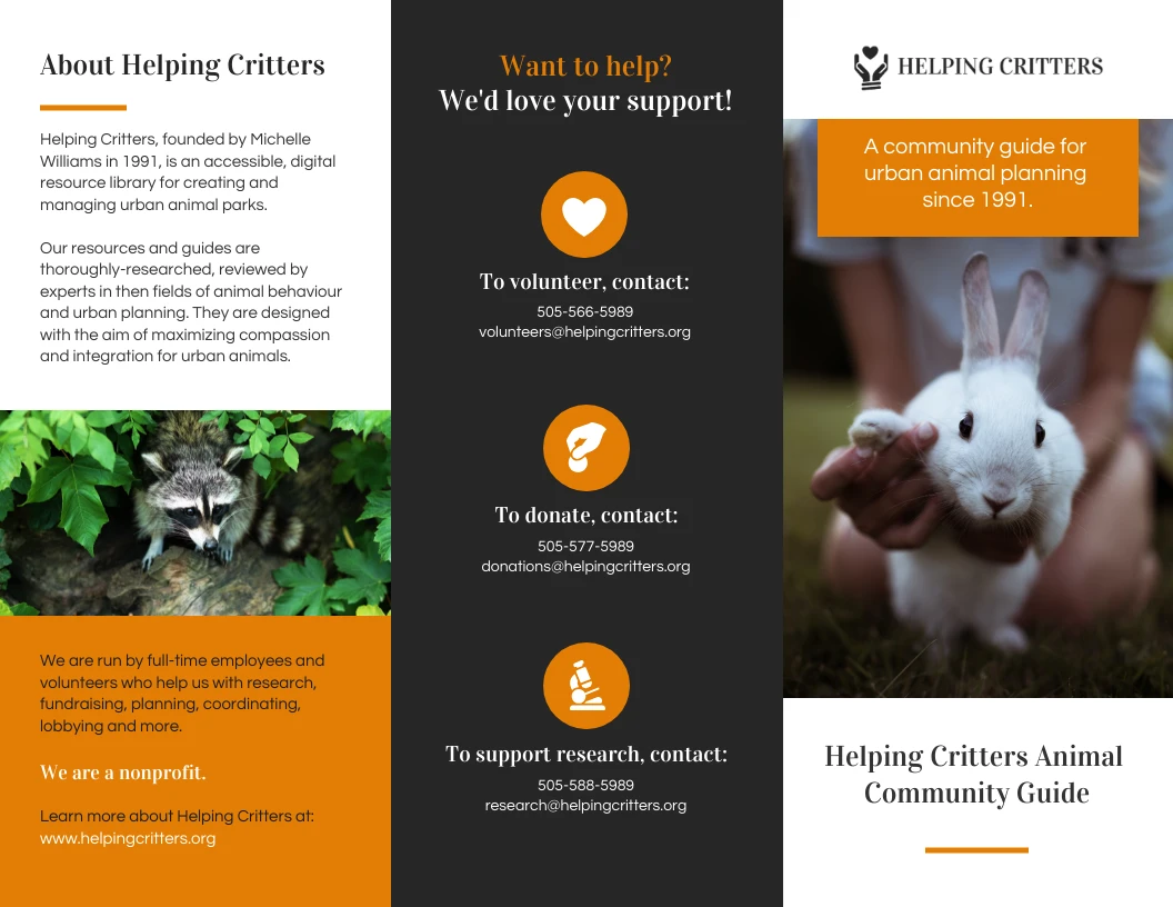 Animal Community Nonprofit Tri Fold Brochure Template Venngage