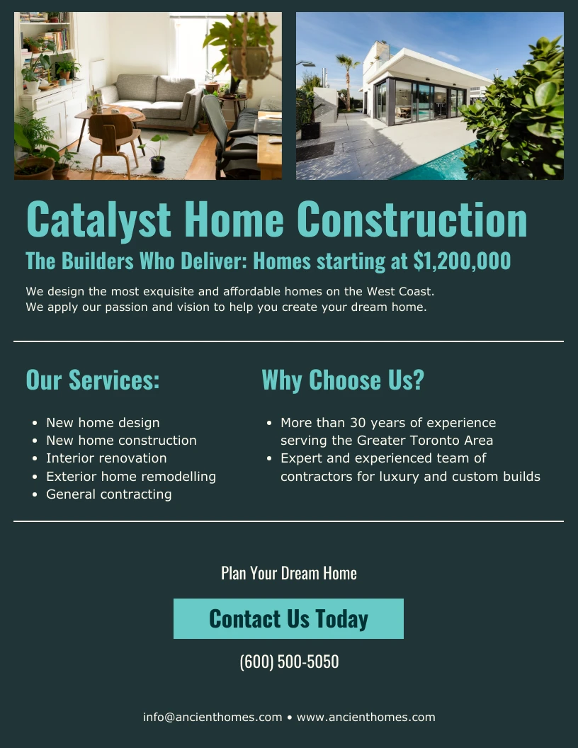 Home Construction Contractor Business Flyer Template - Venngage