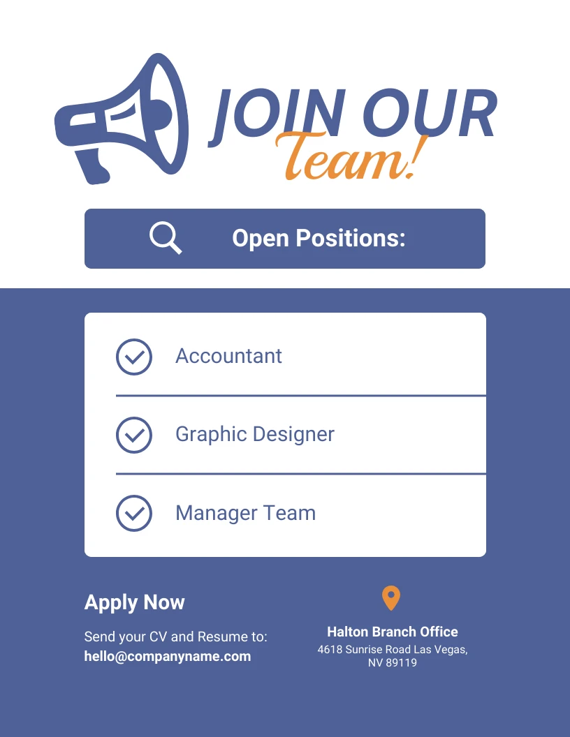 Kashmir Blue Join Our Team Flyer Template - Venngage