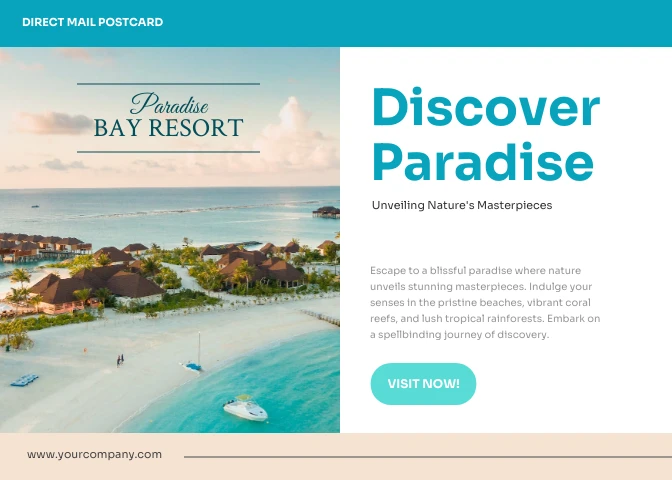 Green and Cream Resort Direct Mail Postcard - Venngage