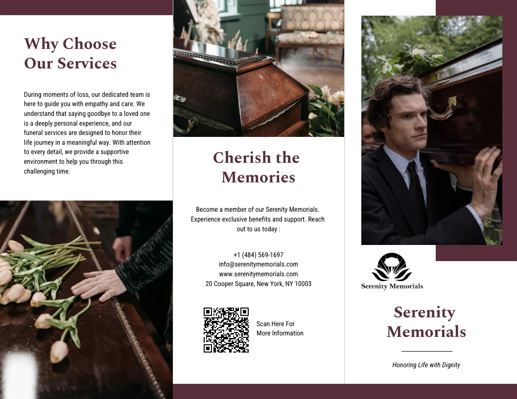 Clean Funeral Tri-fold Brochure Template - Venngage