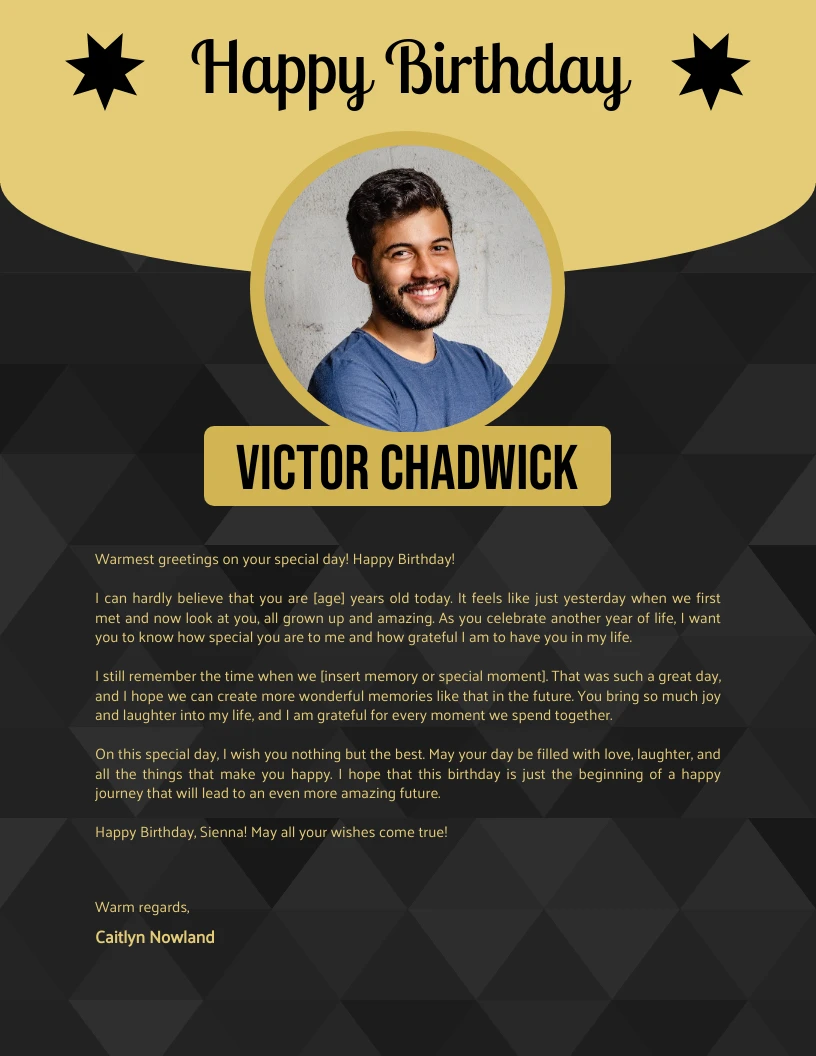 Black and Gold Birthday Letterhead - Venngage