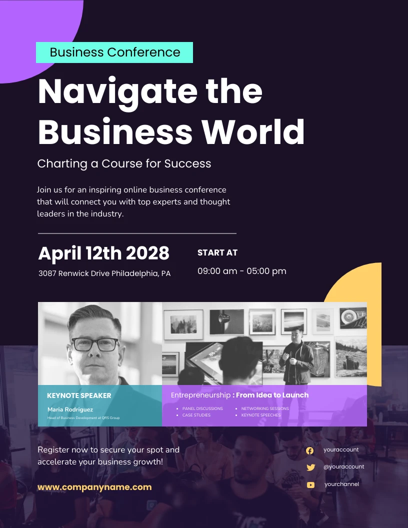 Dark Purple Business Conference Course Poster - Venngage