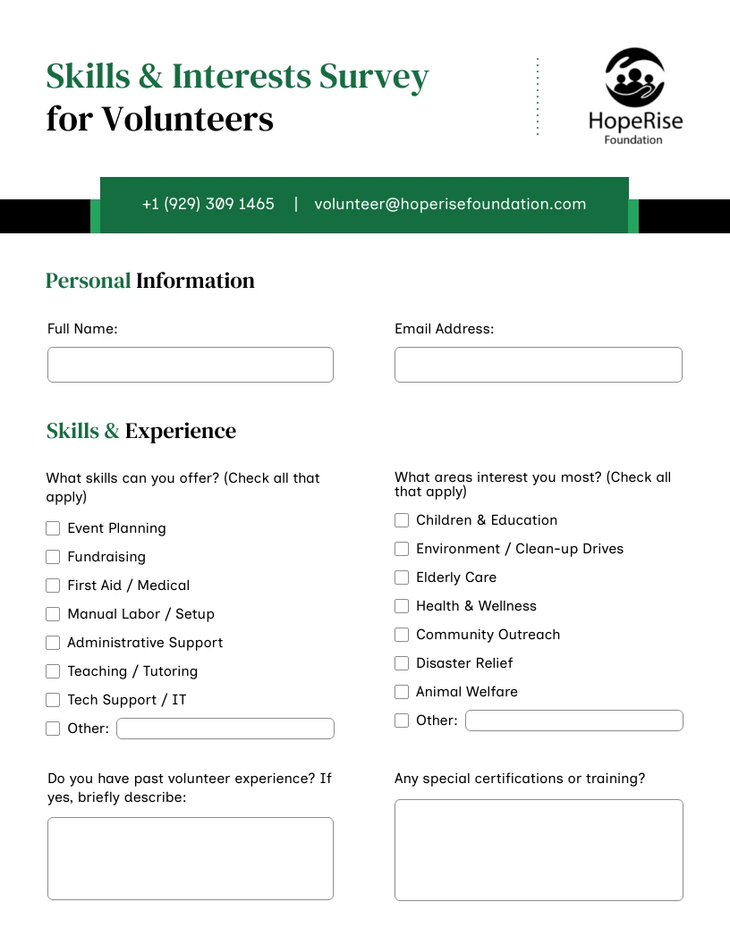 Mine Shaft Volunteer Application Form Template - Venngage