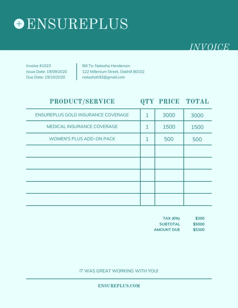Turquoise Invoice Template - Venngage