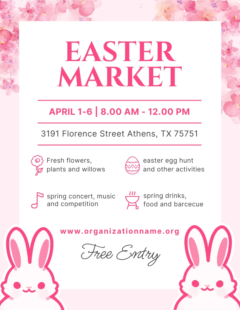 Baby Pink Watercolor Easter Market Poster - Venngage