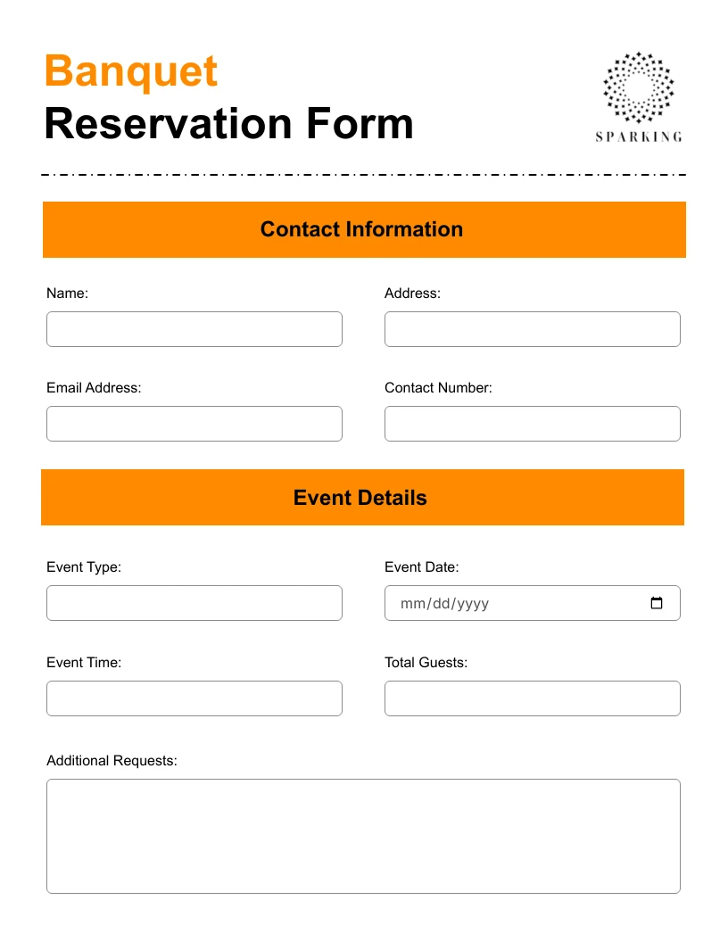 Restaurant Banquet Reservation Form Template - Venngage
