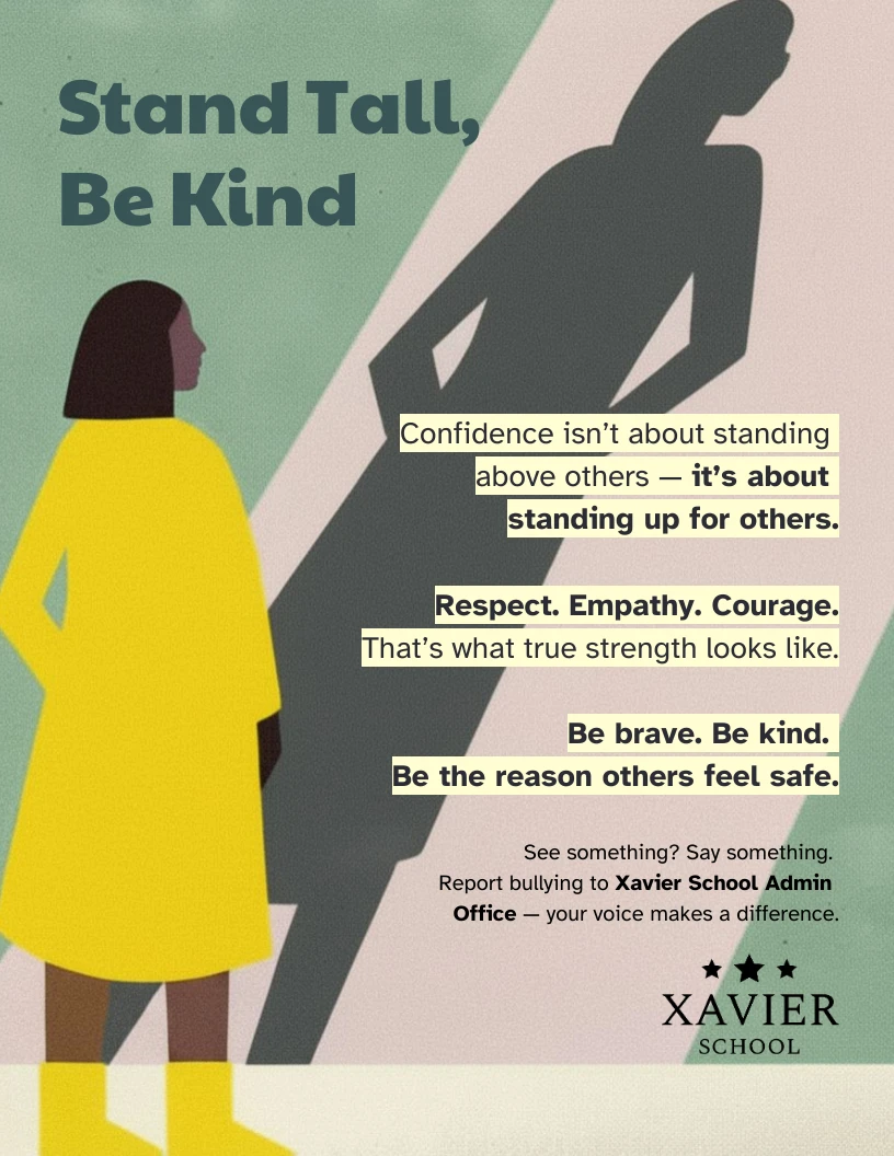 Stand Tall Against Bullying Poster Template - Venngage