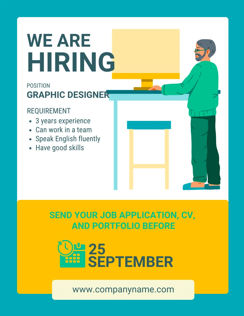 Illustration We're Hiring Flyer Template - Venngage
