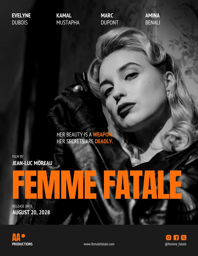 Film-Noir Movie Poster Template - Venngage