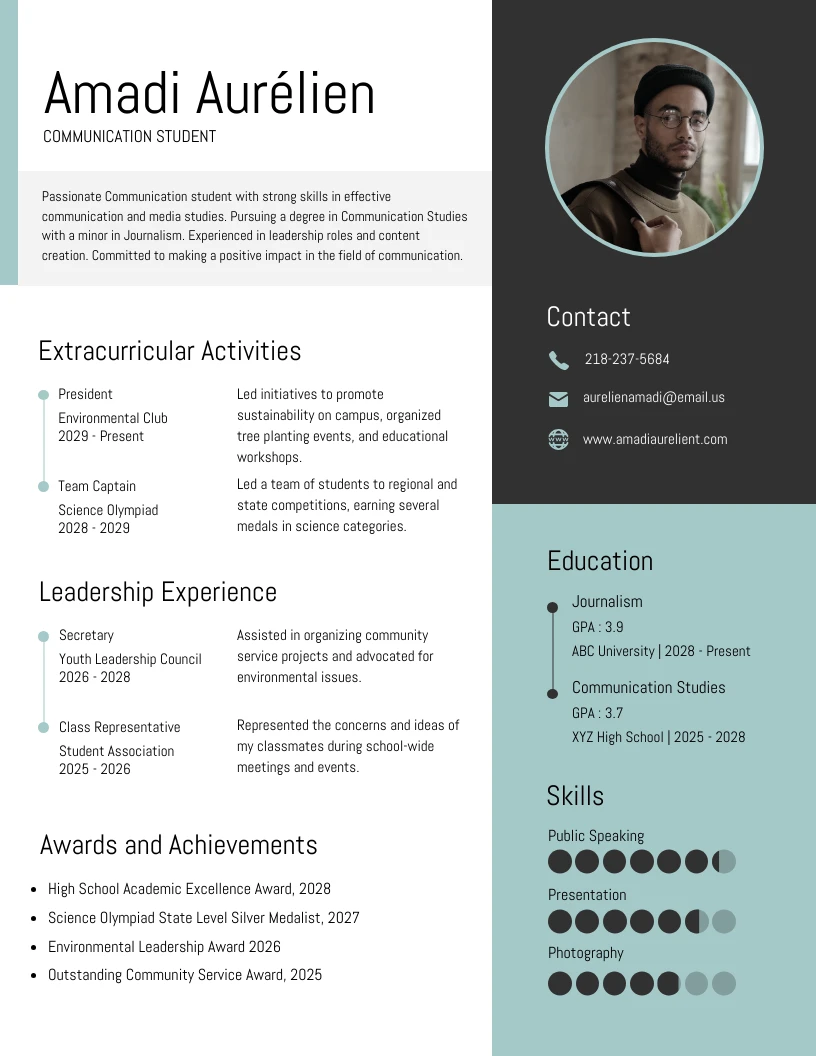 White Blue Monochrome CV Scholarship Resume Template - Venngage