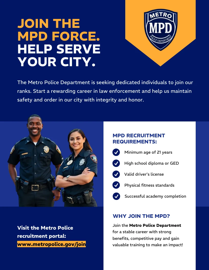 Police Recruitment Flyer Template - Venngage