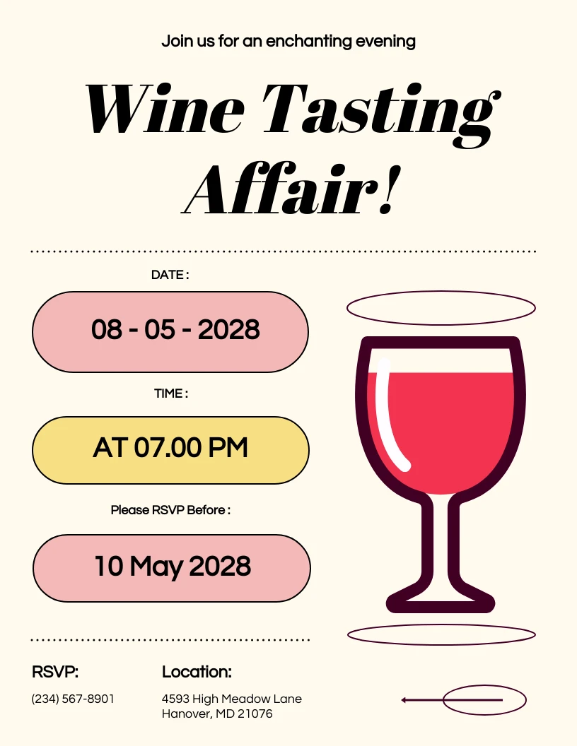 Cream Minimalist Simple Wine Testing Invitation - Venngage