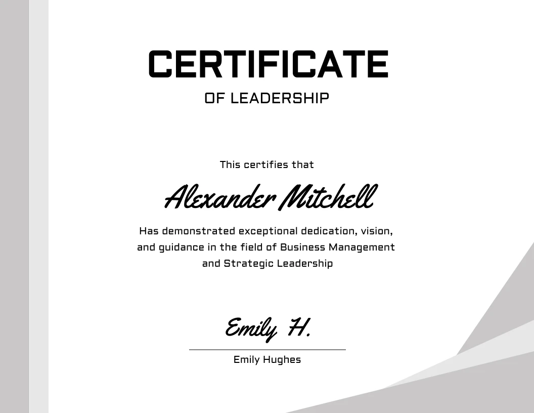 Plain Gray Certificate of Leadership Template - Venngage